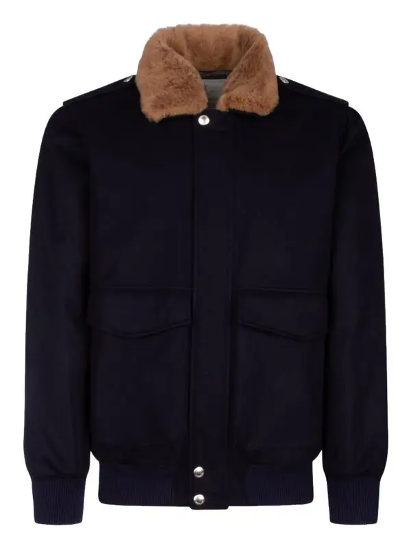 Brunello Cucinelli Removable Collar Jacket - Navy Blue