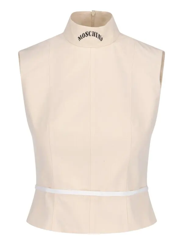 Moschino High Neck Sleeveless Top - Nude