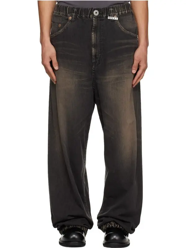 Mihara Yasuhiro Drawstring Wide Jeans - Black