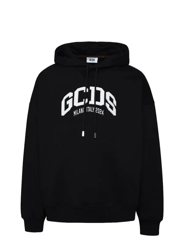 Gcds Lounge Logo Cotton Hoodie - Black