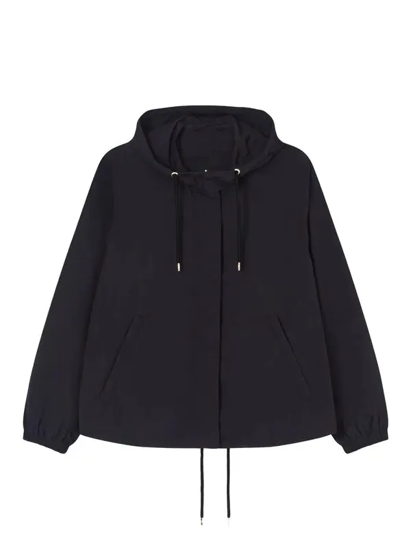 Emporio Armani Hooded Blouson Jacket With Drawstring - Black