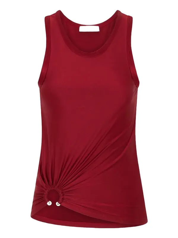 Rabanne Sleeveless Crewneck Top With Piercing Detail - Red