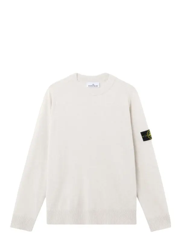Stone Island Light Rws Geelong Wool Knit Crewneck Jumper - Ivory Mixed Colors