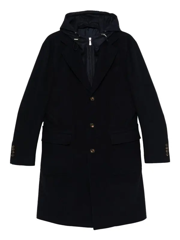 Eleventy Hooded Coat With Notched Lapels - Black