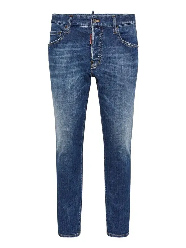 Dsquared2 Mid-rise Slim-leg Distressed Jeans - Navy Color