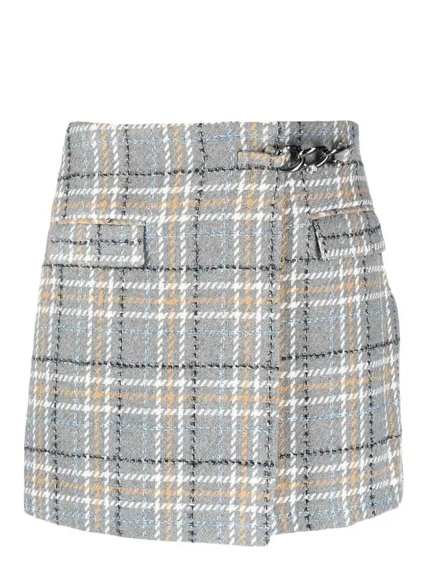 Liu Jo Bouclé Checked Mini Skirt - Gray