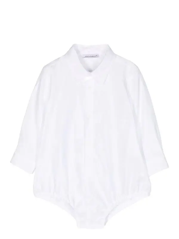 Dolce & Gabbana Long Sleeve Button-up Bodysuit - White