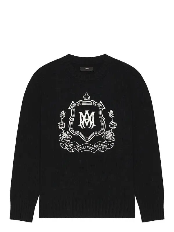Amiri Graphic Pattern Crew Neck Long Sleeve Sweater - Black