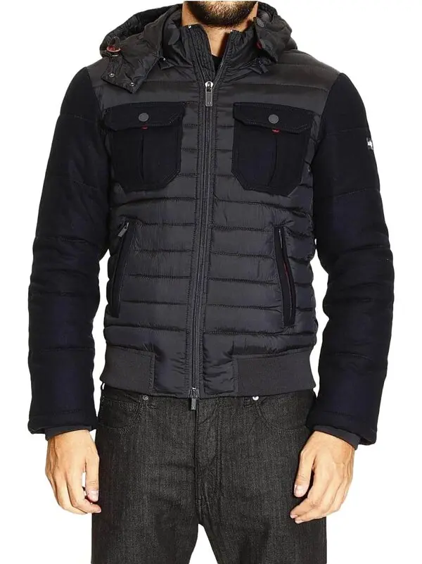 Emporio Armani Padded Logo Casual Jacket With Hood - Black
