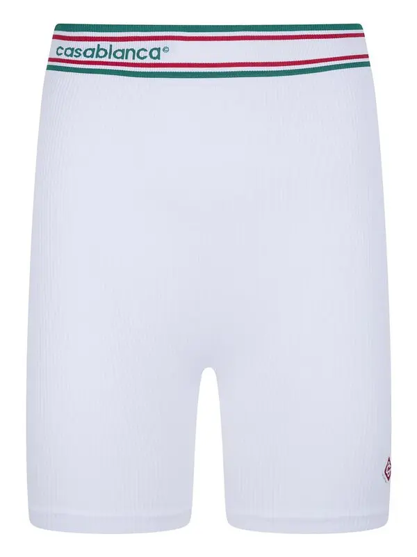 Casablanca Seamless Ribbed Shorts - White