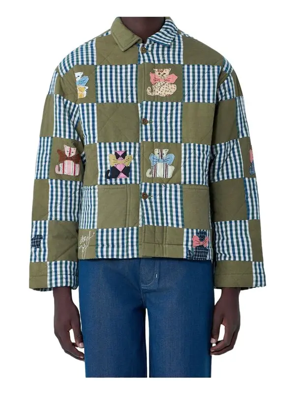STORY MFG. Patchwork Quilted Jacket With Graphic Details - Blue