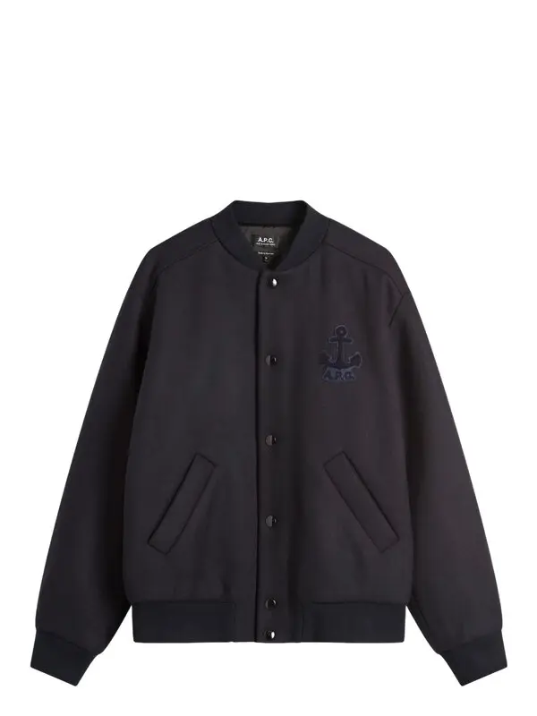 A.p.c. Logo Patch Bomber Jacket - Deep Navy Blue