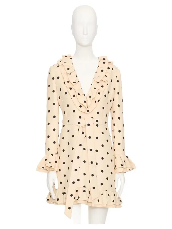 Valentino Garavani Crepe Couture Short Dress With Polka Dot Print - Birch/black
