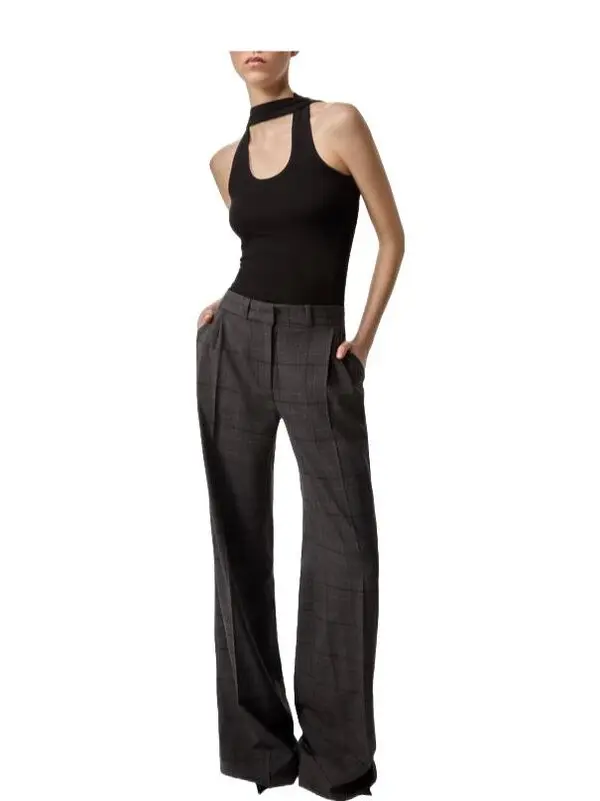 Coperni Wide-leg Plaid Trousers - Grey