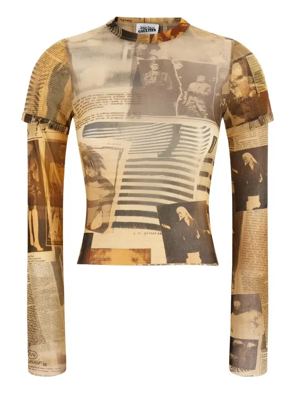 JEAN PAUL GAULTIER The Journal" Double Layer Sleeve Printed T-shirt - Multicolor
