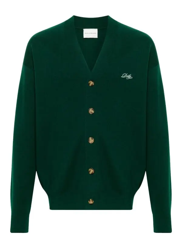 Drole De Monsieur Embroidered Logo Knitted Cardigan - Green