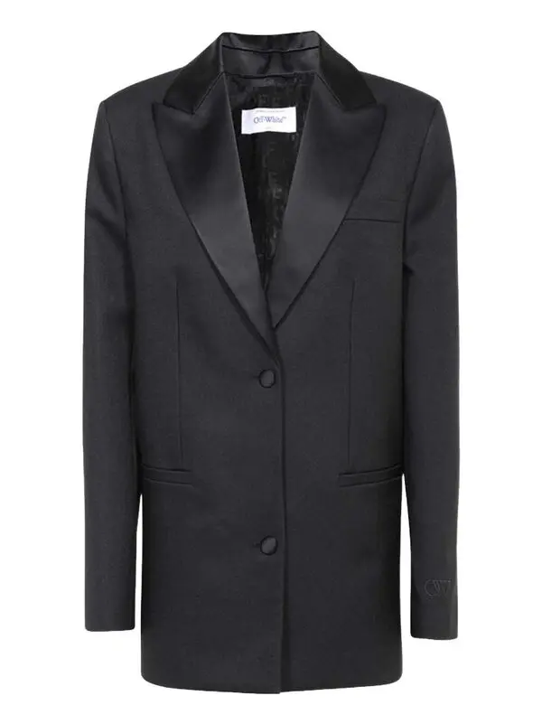 Off-White Single-breasted Long-sleeved Blazer - Black