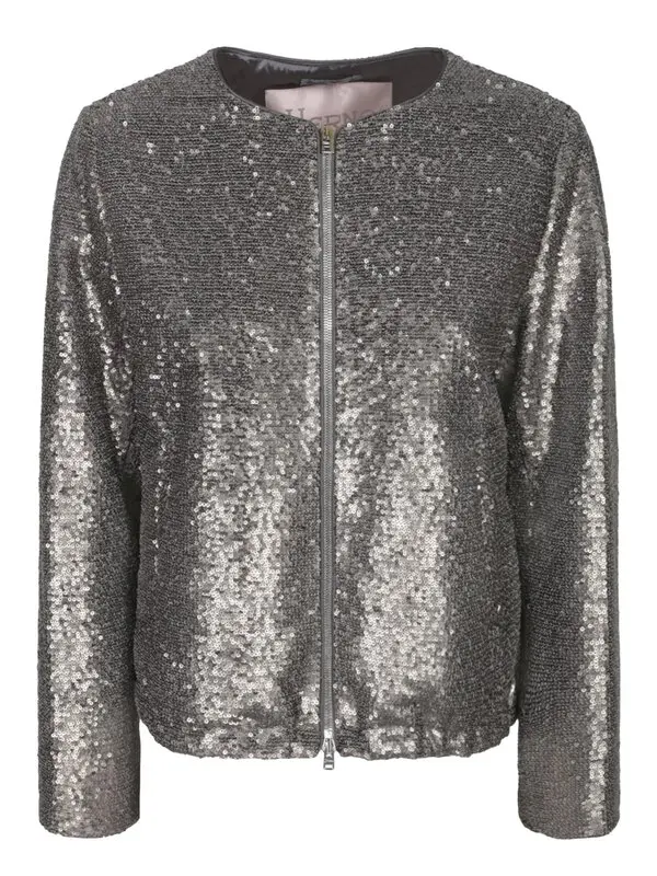 Herno Sequin Embellished Bomber Jacket - Gray