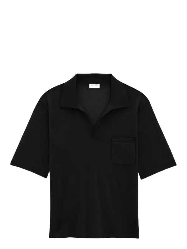 Saint Laurent Cassandre Short-sleeved Polo Shirt - Black