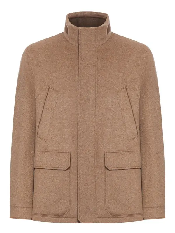Zegna Long-sleeved High-neck Jacket - Brown