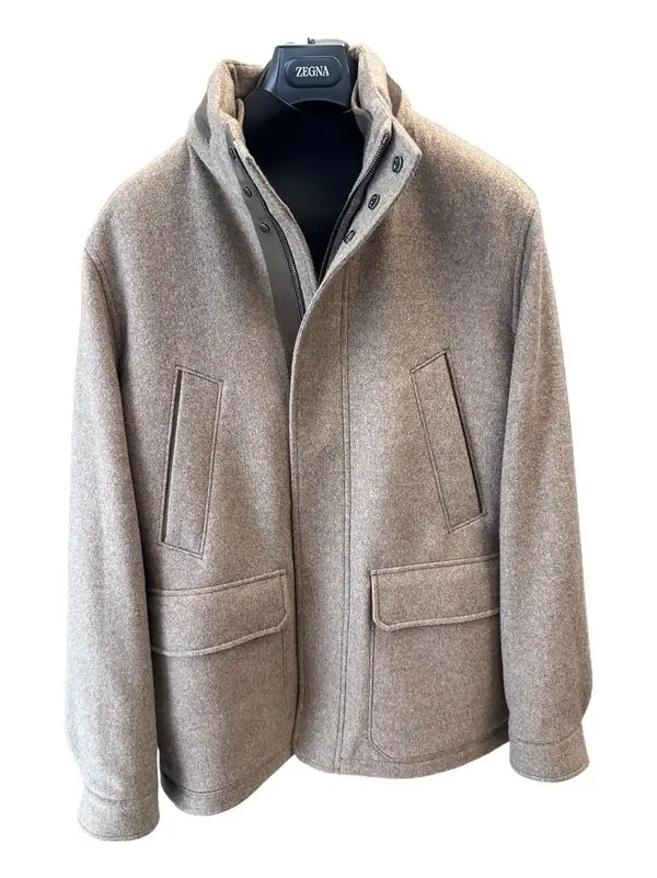 Zegna Long-sleeved High-neck Jacket - Gray
