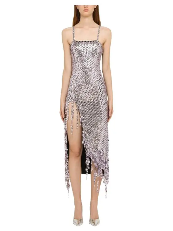 Attico The Avery Embellished Sleeveless Midi Dress - Nude