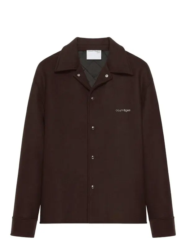 COURREGES Courrèges Embroidered Logo Shirt Jacket - Chocolate-colored