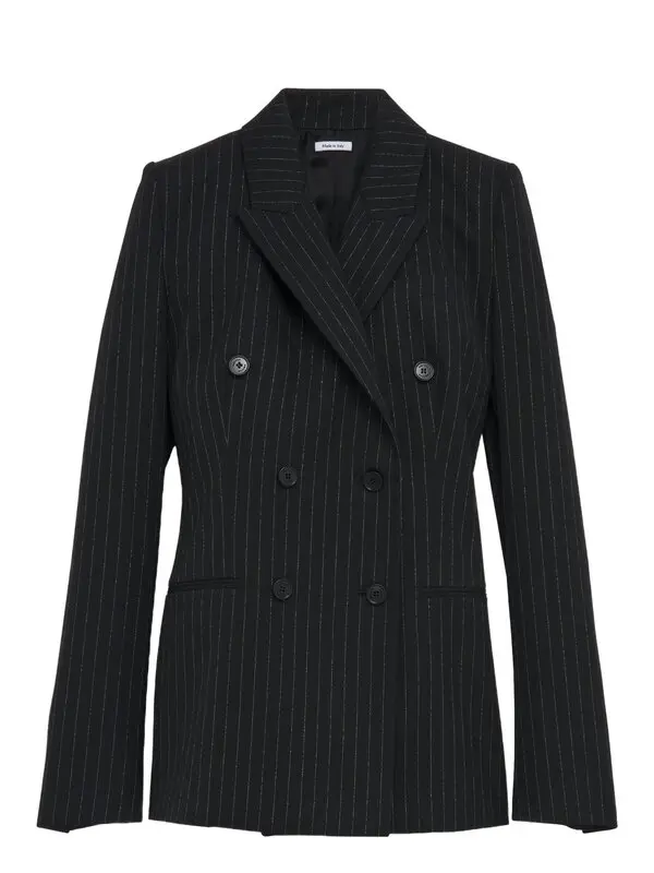 Alexander McQueen Double Breasted Pinstriped Jacket - Black