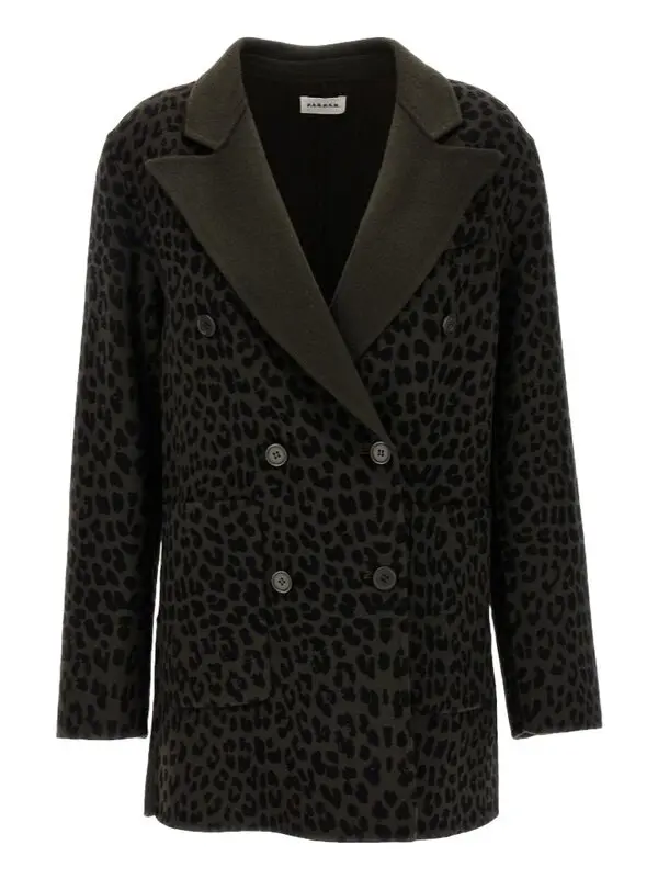 P.a.r.o.s.h Double-breasted Cheetah-print Blazer - Black