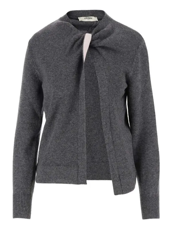 Fendi Cashmere Wool Long-sleeved Cardigan - Black