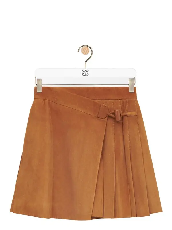 Loewe Buckle Pleated Short Skirt - Toffee