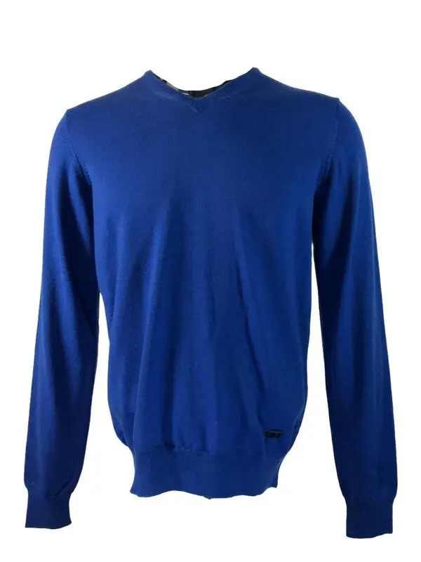 Emporio Armani V-neck Long Sleeve Sweater - Blue
