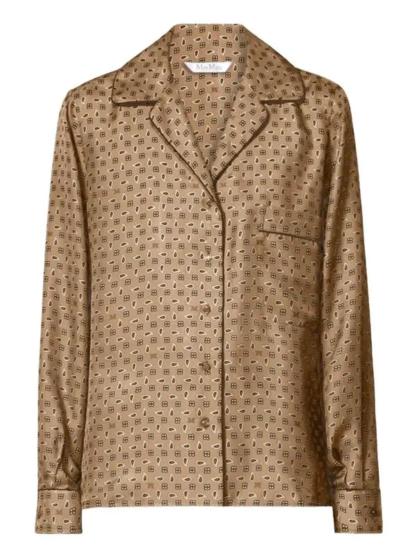 Max Mara Disco Printed Button-up Shirt - Mud Color