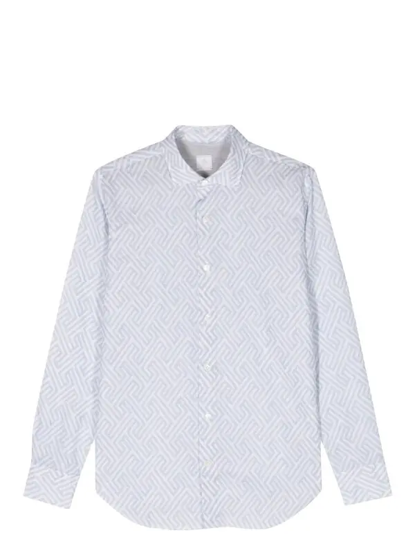 Eleventy Geometric-print Button-up Shirt - White