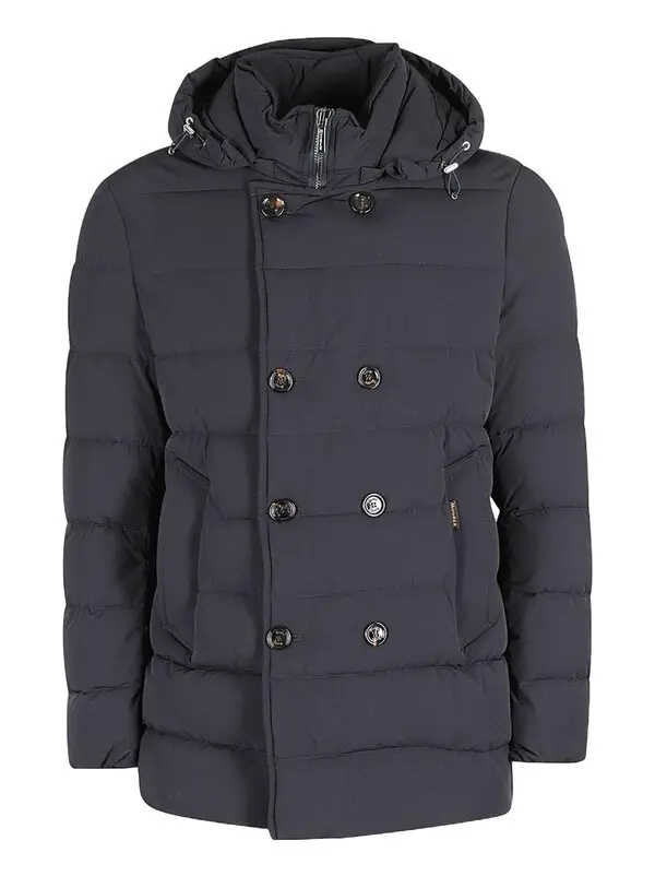 MOORER Hooded Jacket With Double-breasted Closure - Black