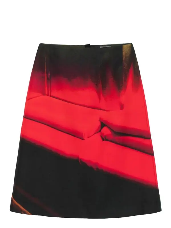 JIL SANDER Printed A-line Midi Skirt - Red