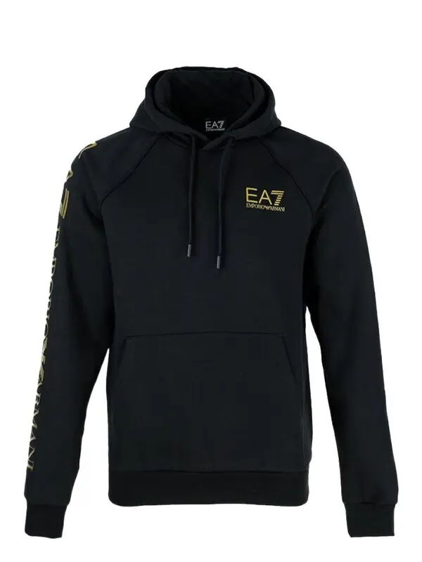 EA7 Logo Zip Casual Hooded Jacket - Black