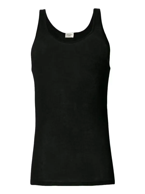 Saint Laurent Sleeveless Ribbed Tank Top - Black