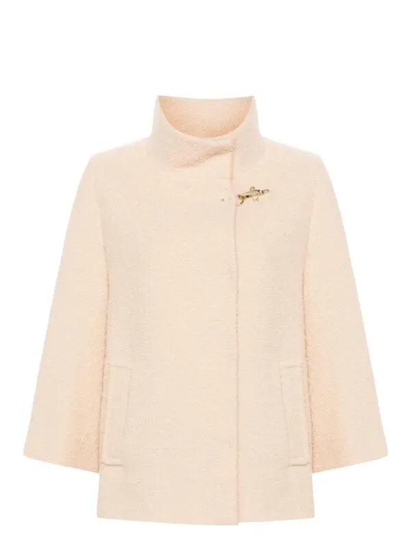 FAY Long-sleeved Blend Cape With High Neck - Nude
