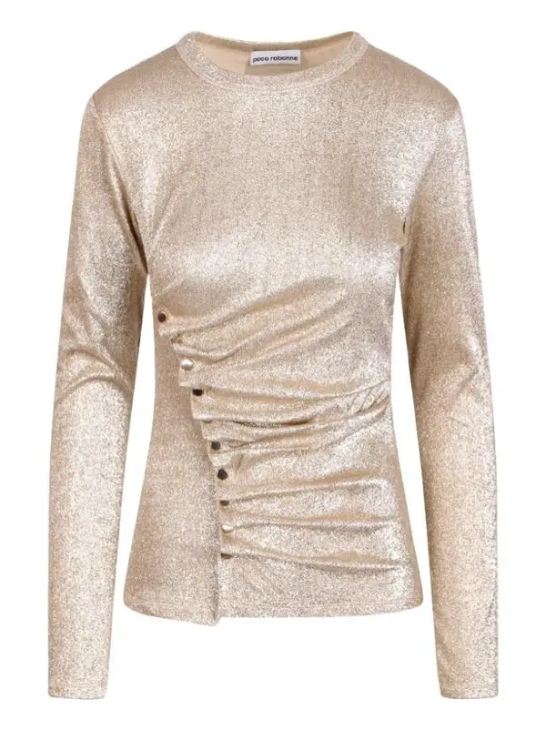 Rabanne Fitted Crewneck Long-sleeved Top With Side Buttons - Nude