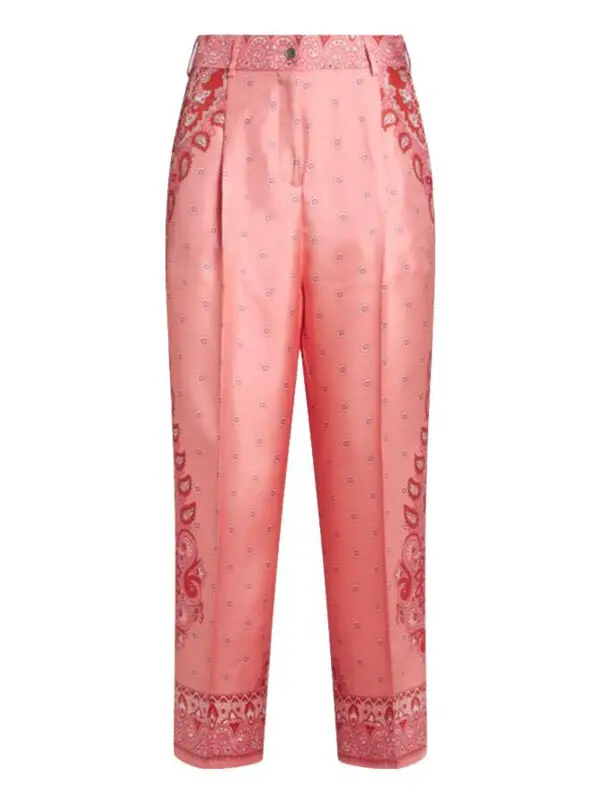 Etro Paisley Print Tailored Trousers - Pink