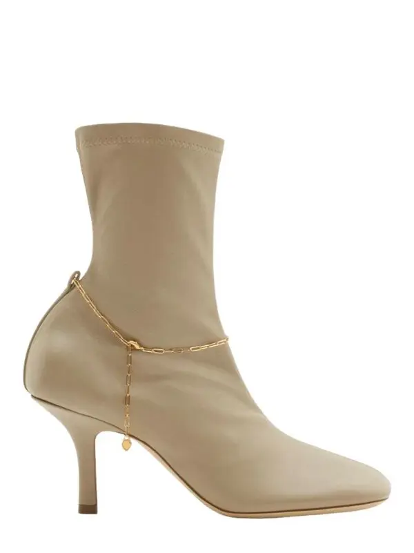 Burberry 75mm Slinky Legging Boots With Chain Detail - Nude