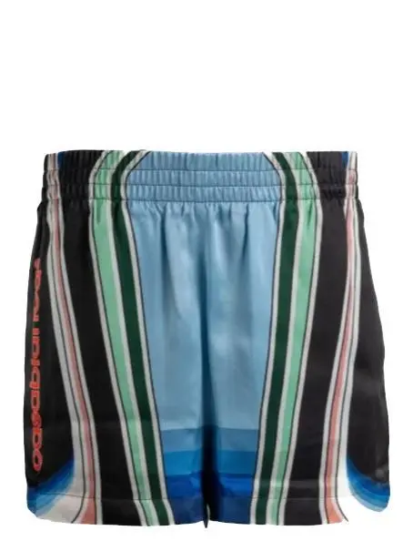 Casablanca Striped Graphic Shorts - Black