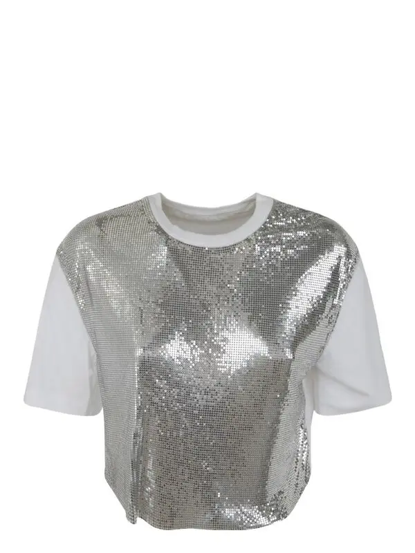 Rabanne Metallic Mesh Crewneck T-shirt - Gray