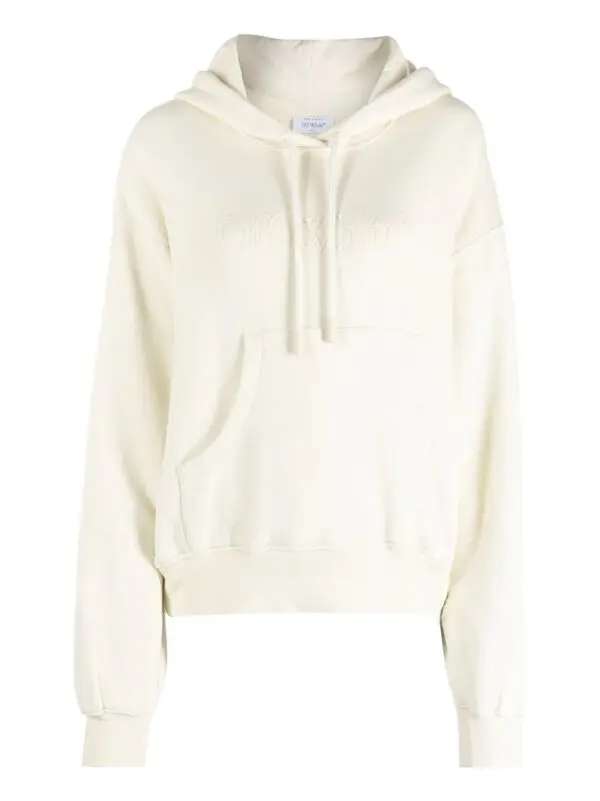 Off-White Logo Printed Drawstring Hoodie - White