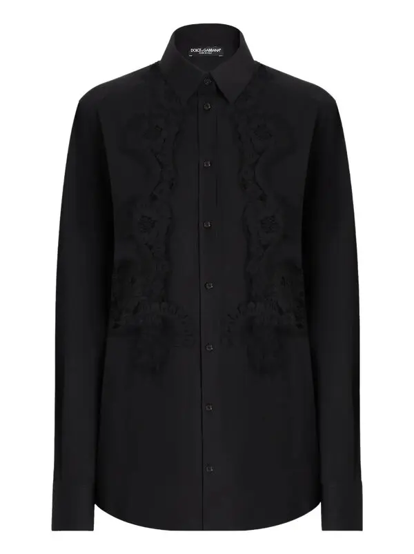 Dolce & Gabbana Lace Inlay Poplin Shirt - Black