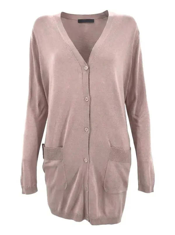 Max Mara Long-sleeved Knitted Cardigan With Pockets - Nude