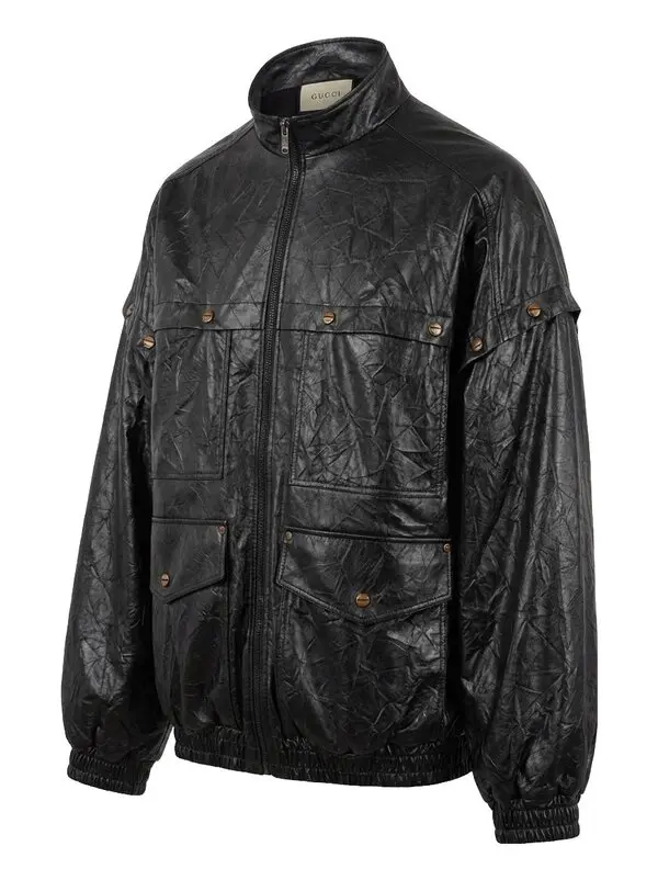 Gucci Zippered Casual Jacket With Flip Pockets - Black