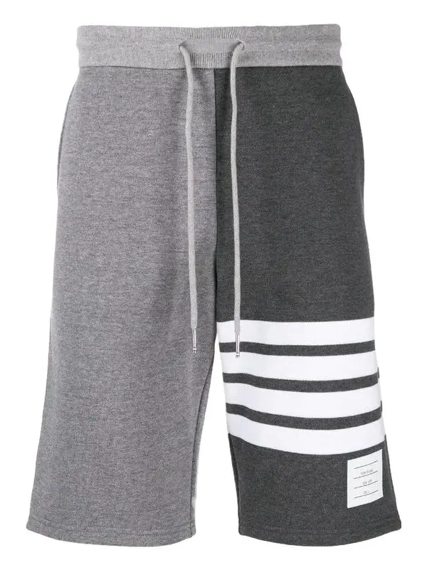 Thom Browne Four-bar Striped Drawstring Shorts - Gray