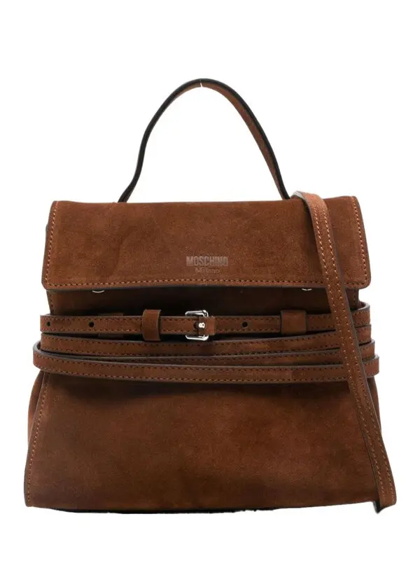 Moschino Embossed Top Handle Bag - Brown